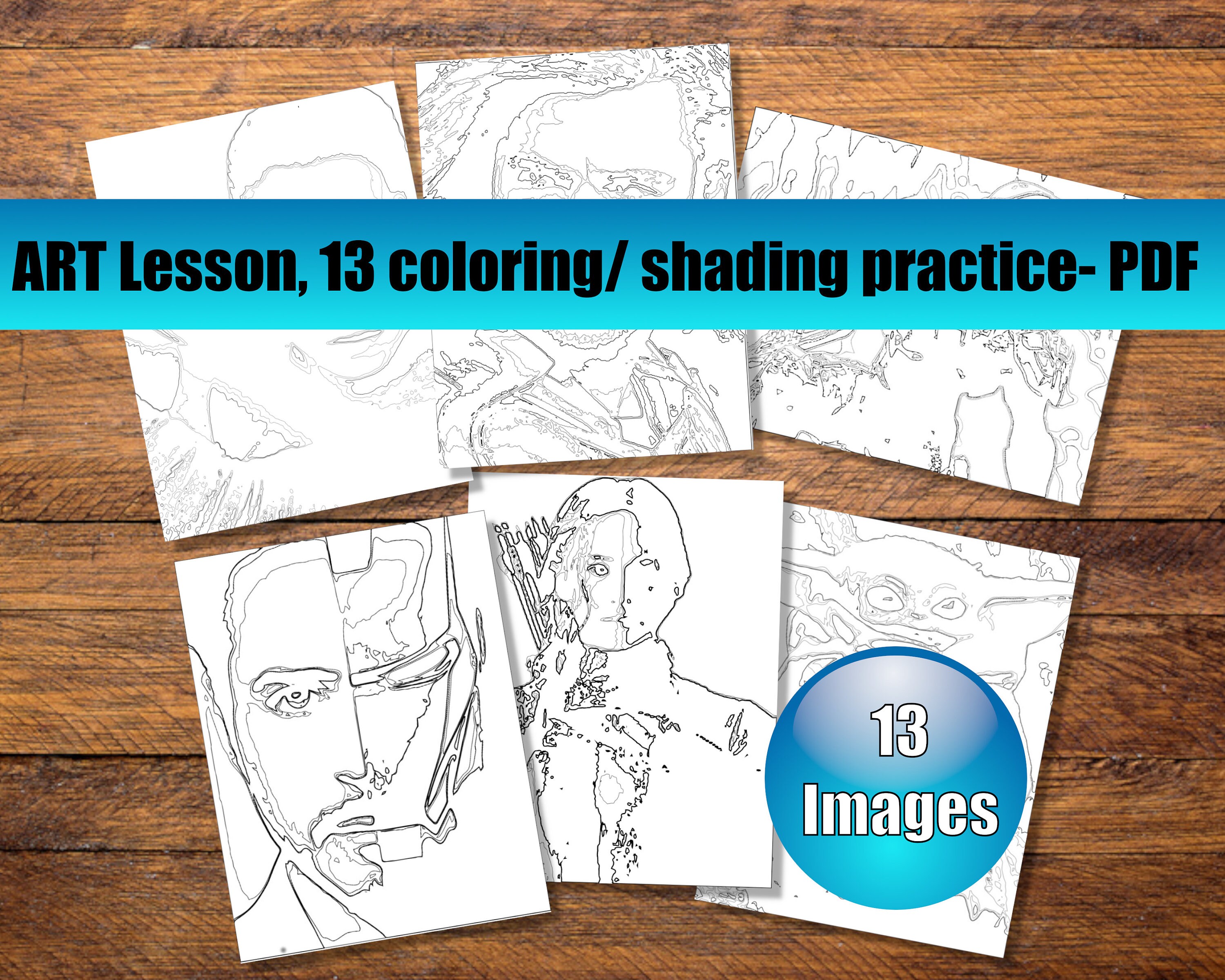 13 Printable Art Shading Practice, Pop Culture - Etsy