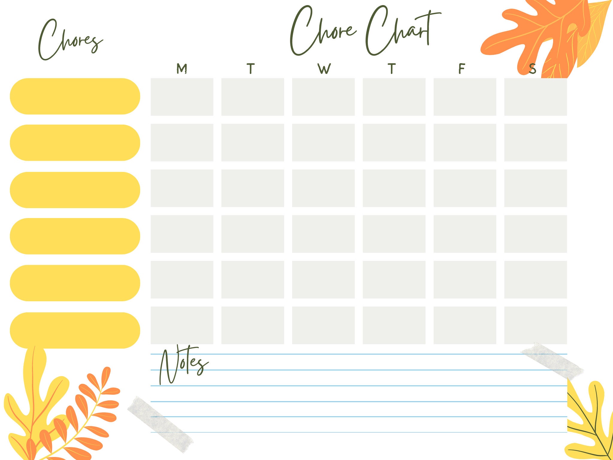 Chore Chart Digital Chore Chart Printable Chore Chart - Etsy