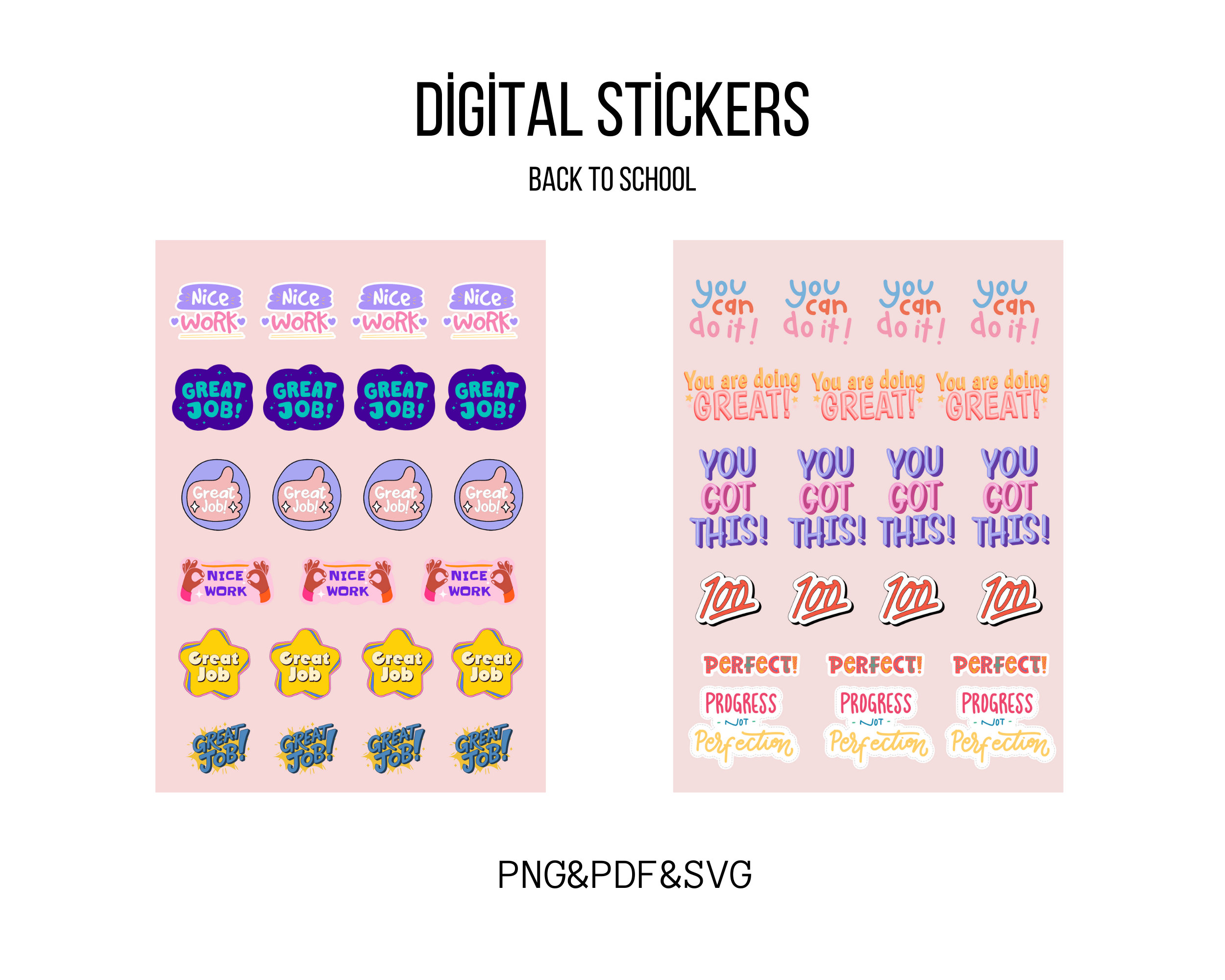 Digital School Stickers Set, Back to School Digital Stickers, Goodnotes ...
