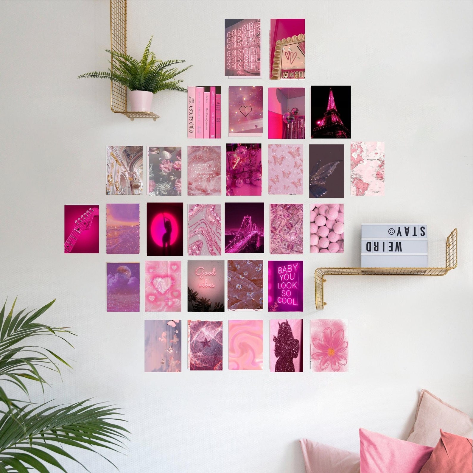 70PCS Aesthetic Pink Wall Collage Kit, Pink Wall Collage Photos ...