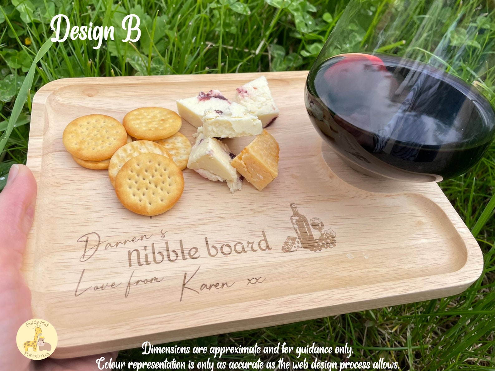 Personalised Wine and Nibbles Board, Wine Glass Holder, Cheese and Wine ...