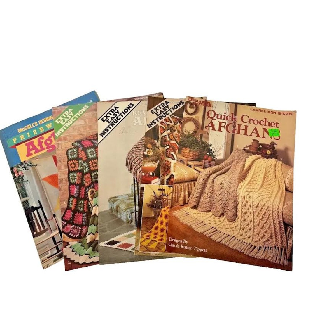 Vintage Crochet Afghans Pattern Book and Leaflets, Mccall's, Leisure ...