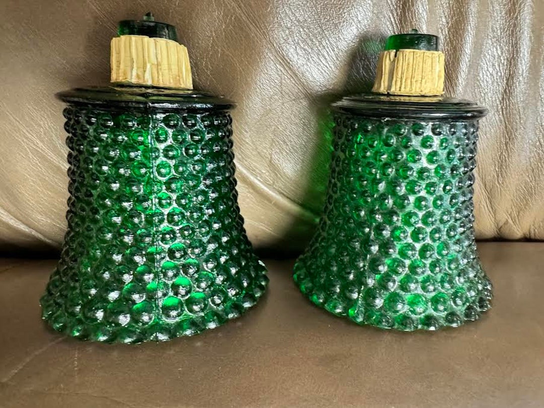 Vintage Green Volitive Hobnail Candleholder Sconce Cup 2.5 Tall With 3/ ...