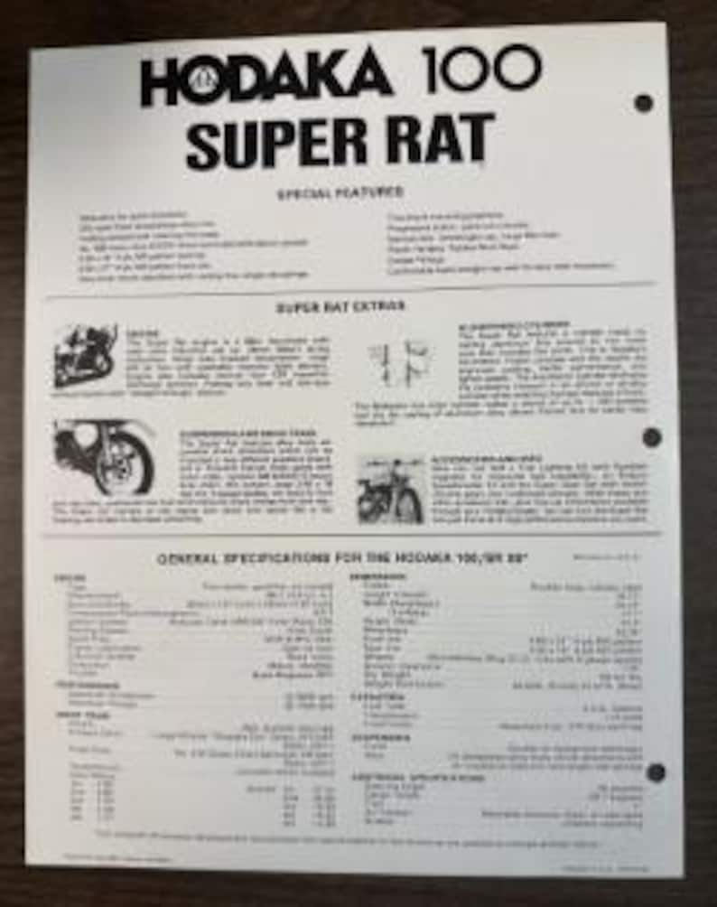 Vintage 1970s Hodaka 100 Super Rat Performance Bike Original Sales ...
