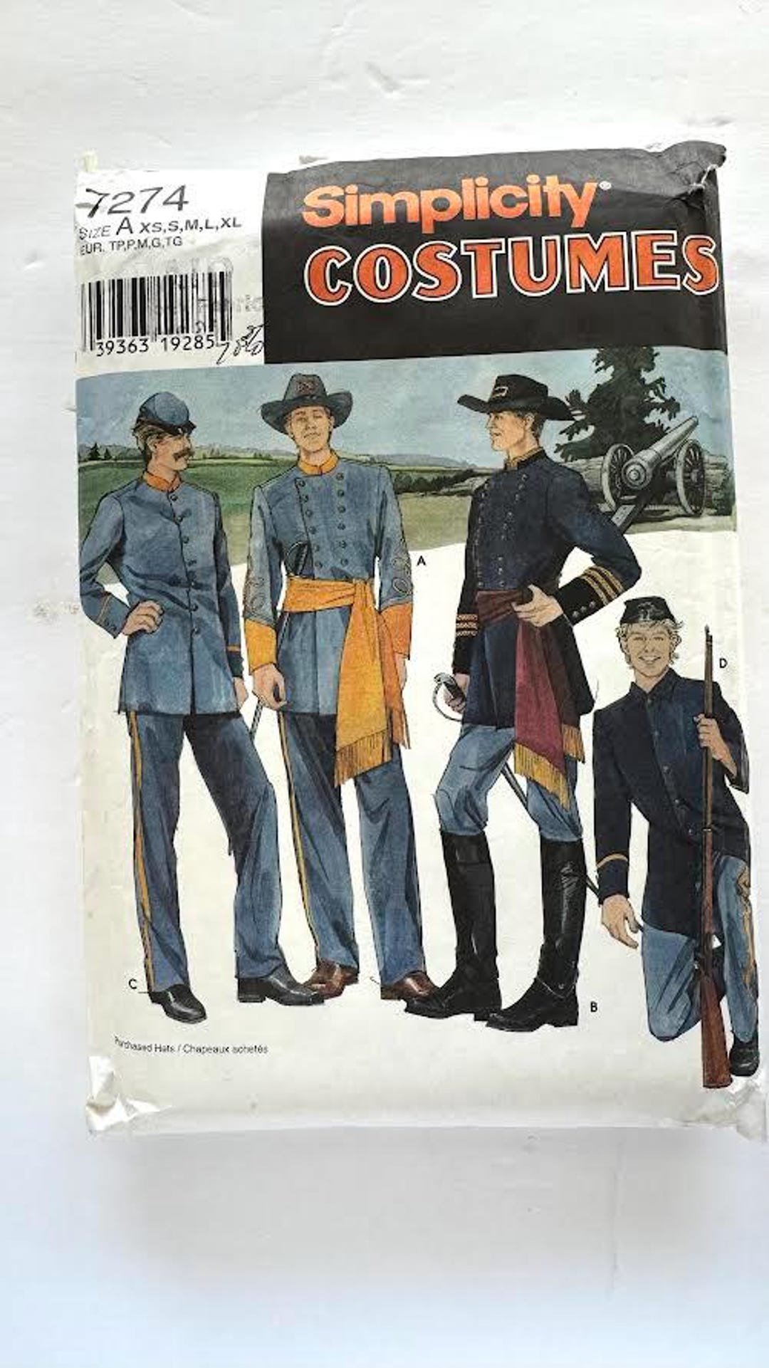 Civil War Sewing Pattern Costumes Simplicity 7274 Union Confederate ...