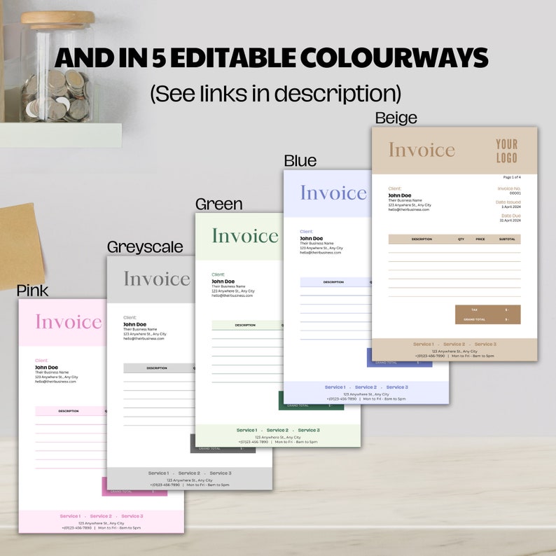 Grey Elegant Invoice Template Instant Download - Etsy