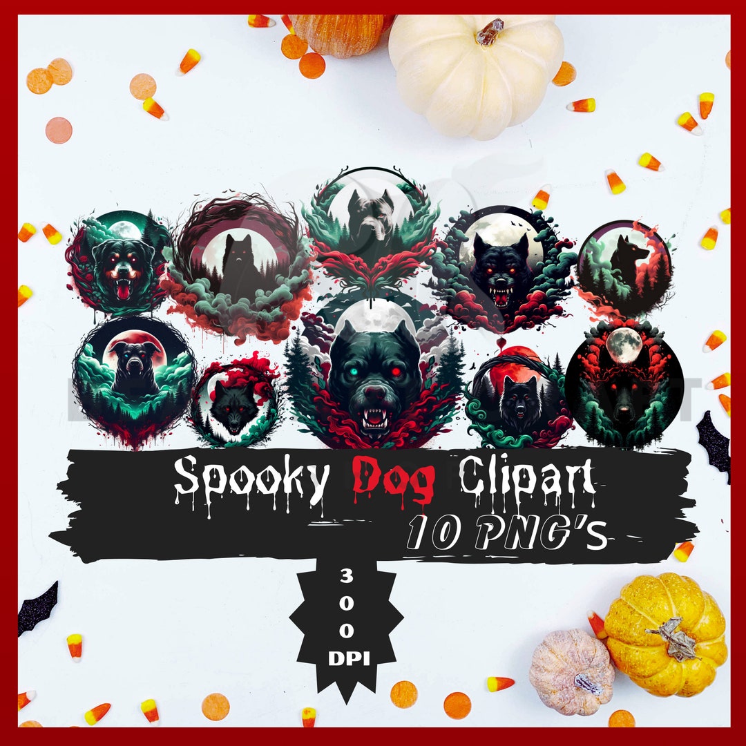 Spooky Dog Clipart Watercolor PNG Halloween Instant - Etsy