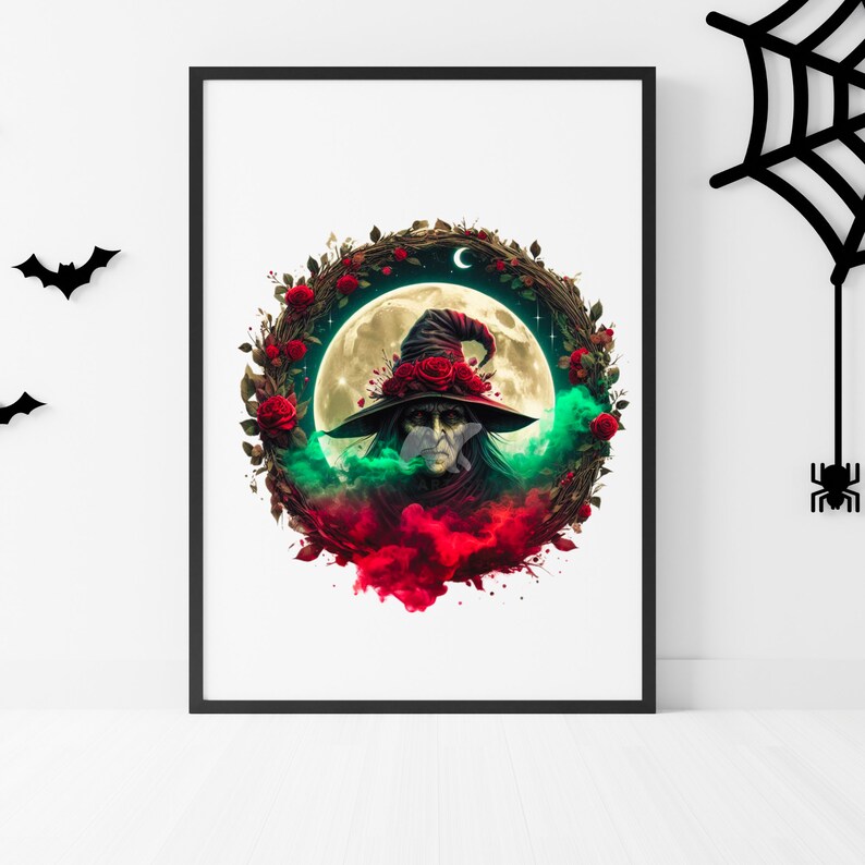 Spooky Wicked Witch Clipart Watercolor PNG Halloween - Etsy