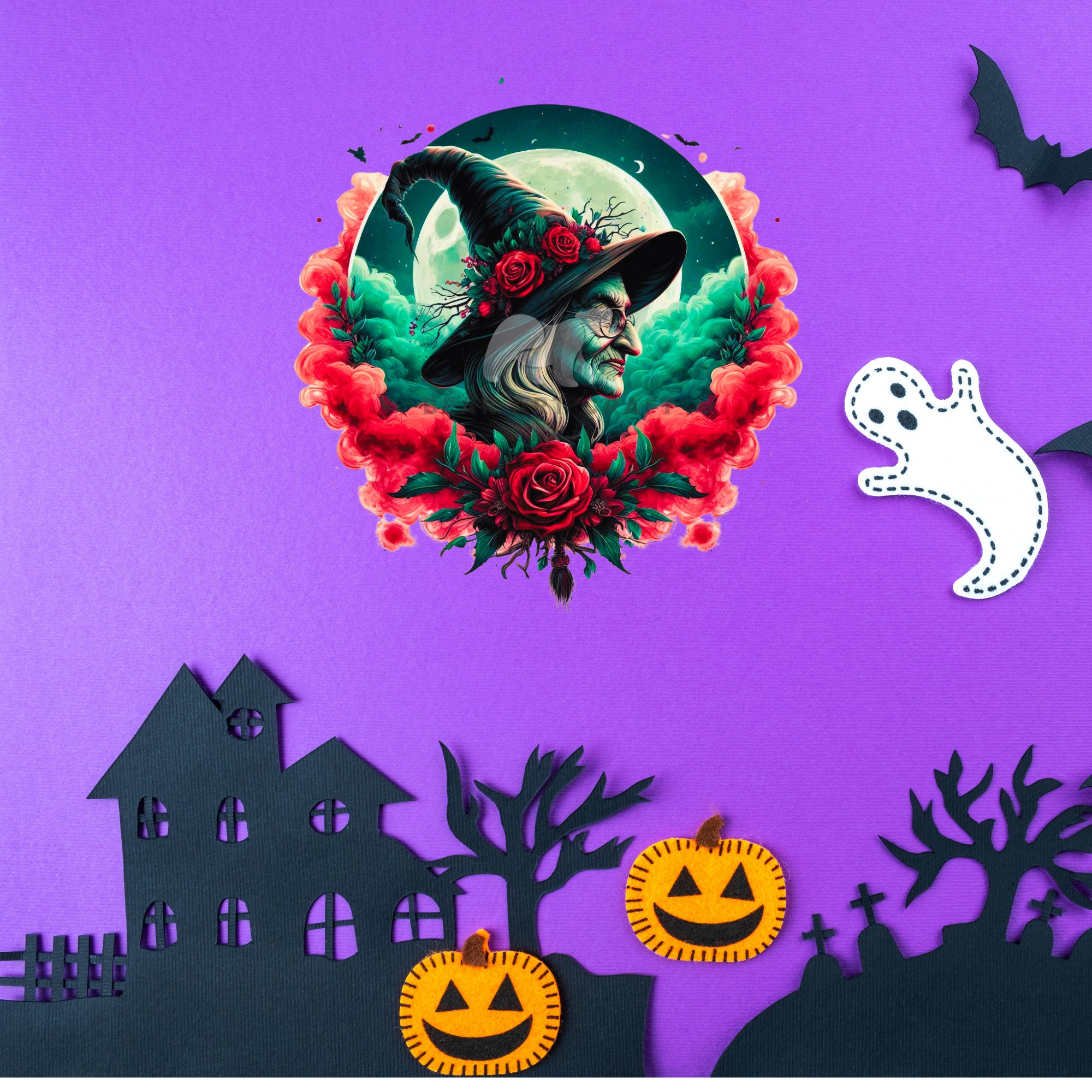 Spooky Wicked Witch Clipart Watercolor PNG Halloween - Etsy