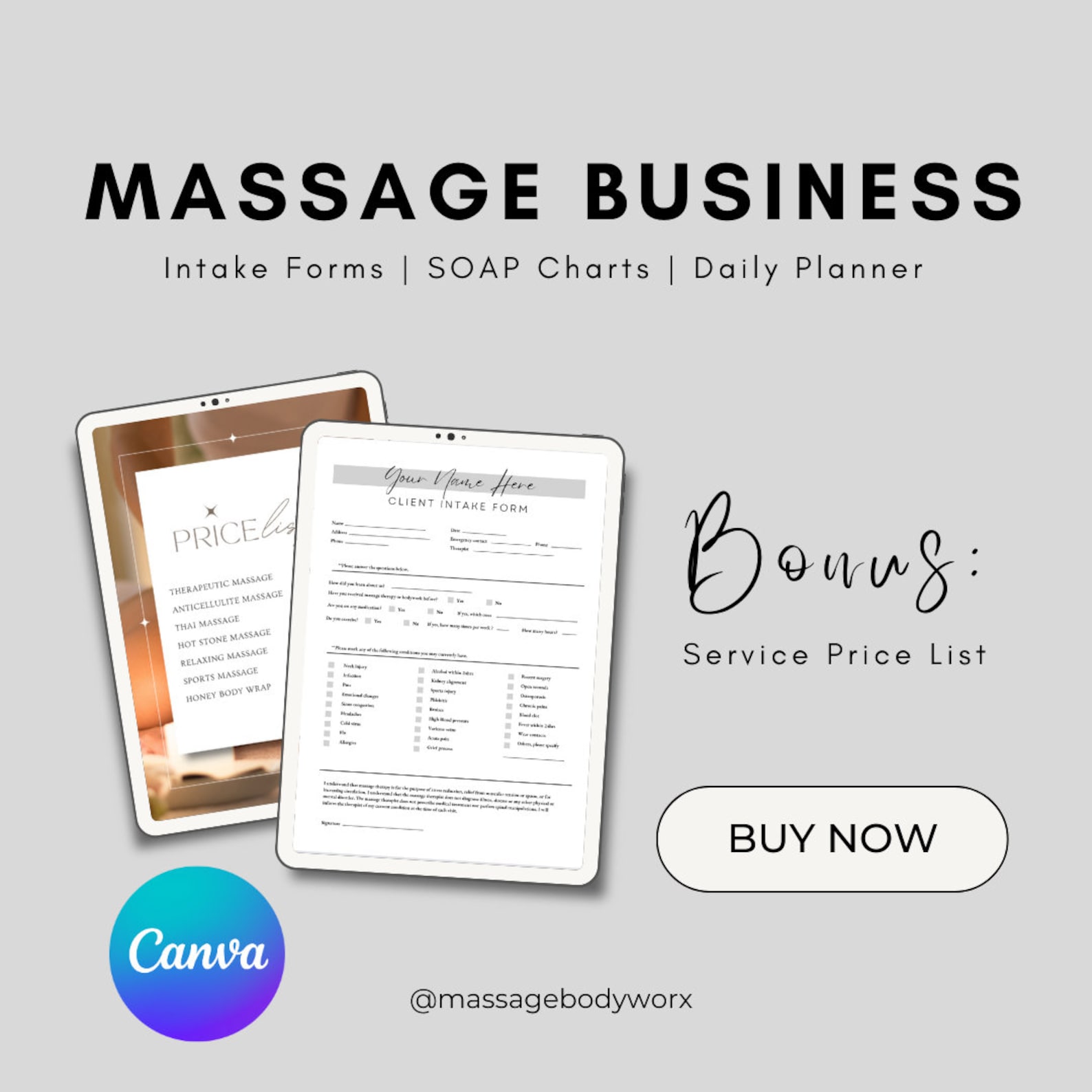 Massage Therapy Forms Massage Consultation Massage Intake Forms ...