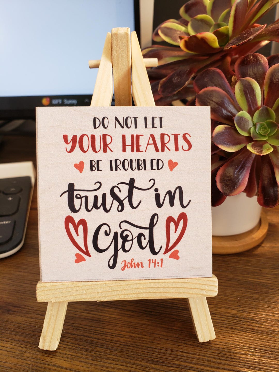 Home Decor - Trust in God Wood Magnet/frame With Stand. Magnet is 3" X ...