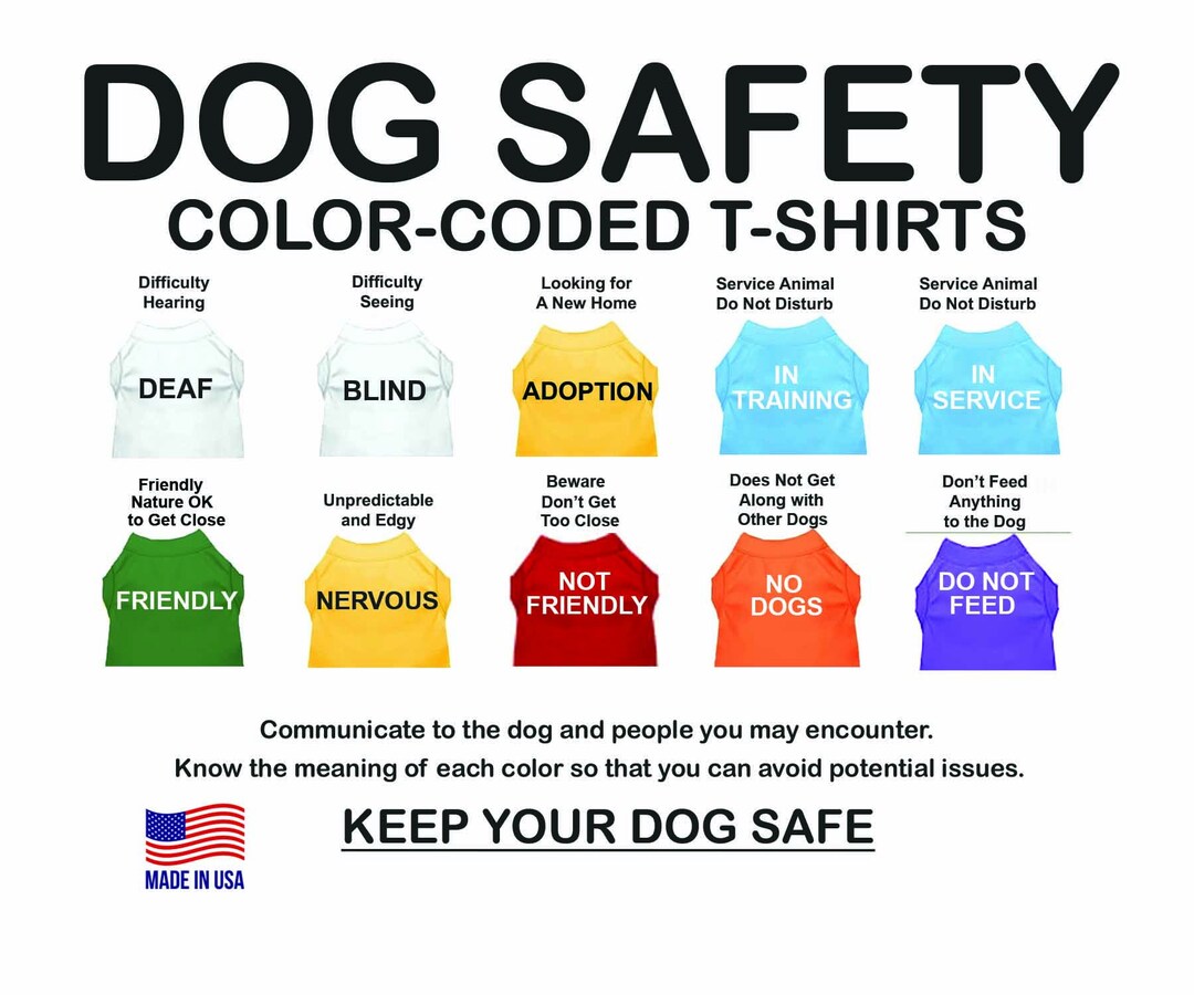 DOG SAFETY Color-coded Tshirts 100% Polyester, Soft & Double-stitched ...