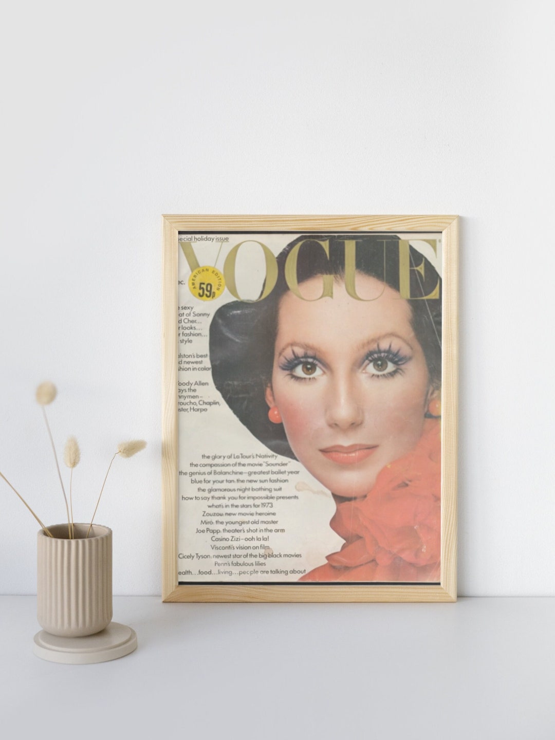 Cher 1970s Retro Vogue Magazine Cover Poster, Vintage Magazine, Fashion ...