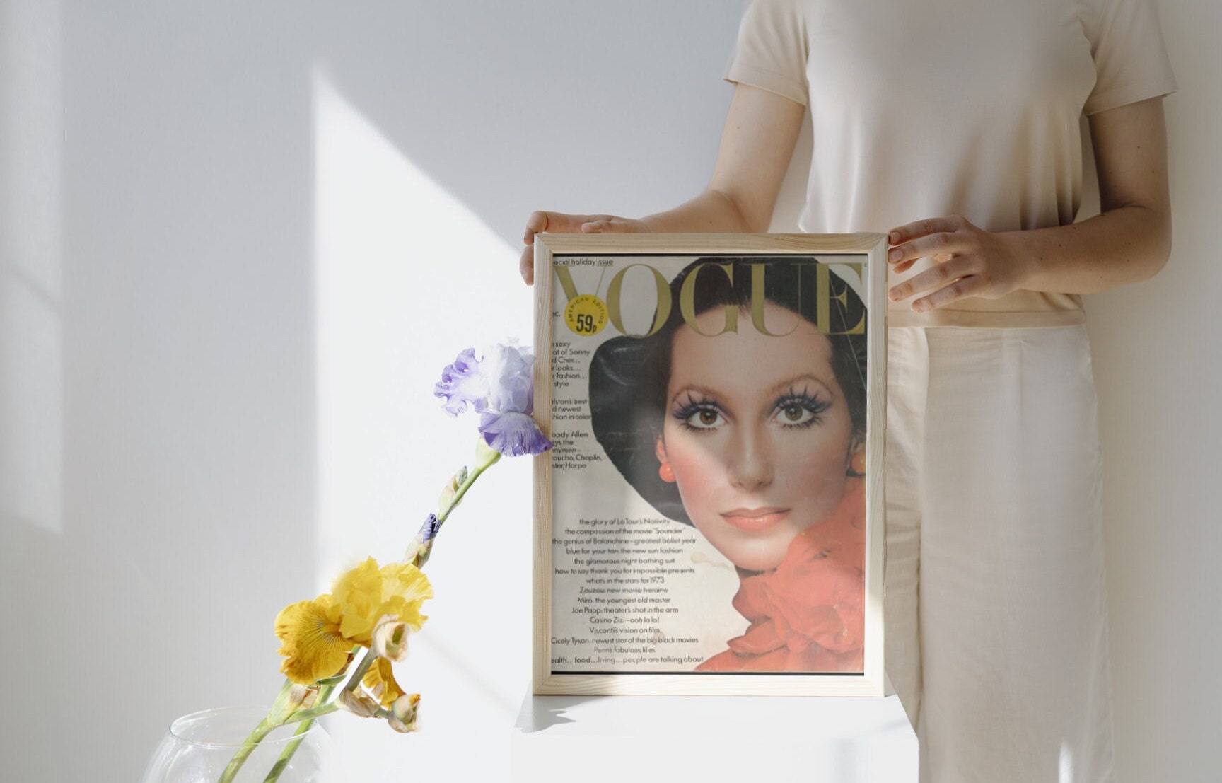 Cher 1970s Retro Vogue Magazine Cover Poster, Vintage Magazine, Fashion ...