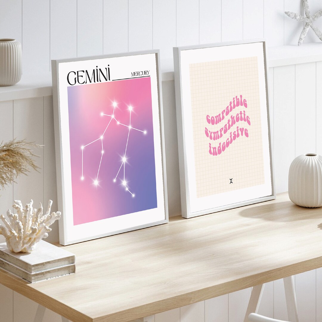 Gemini Set, Horoscope Set, Digital Prints, Gemini Horoscope Poster ...