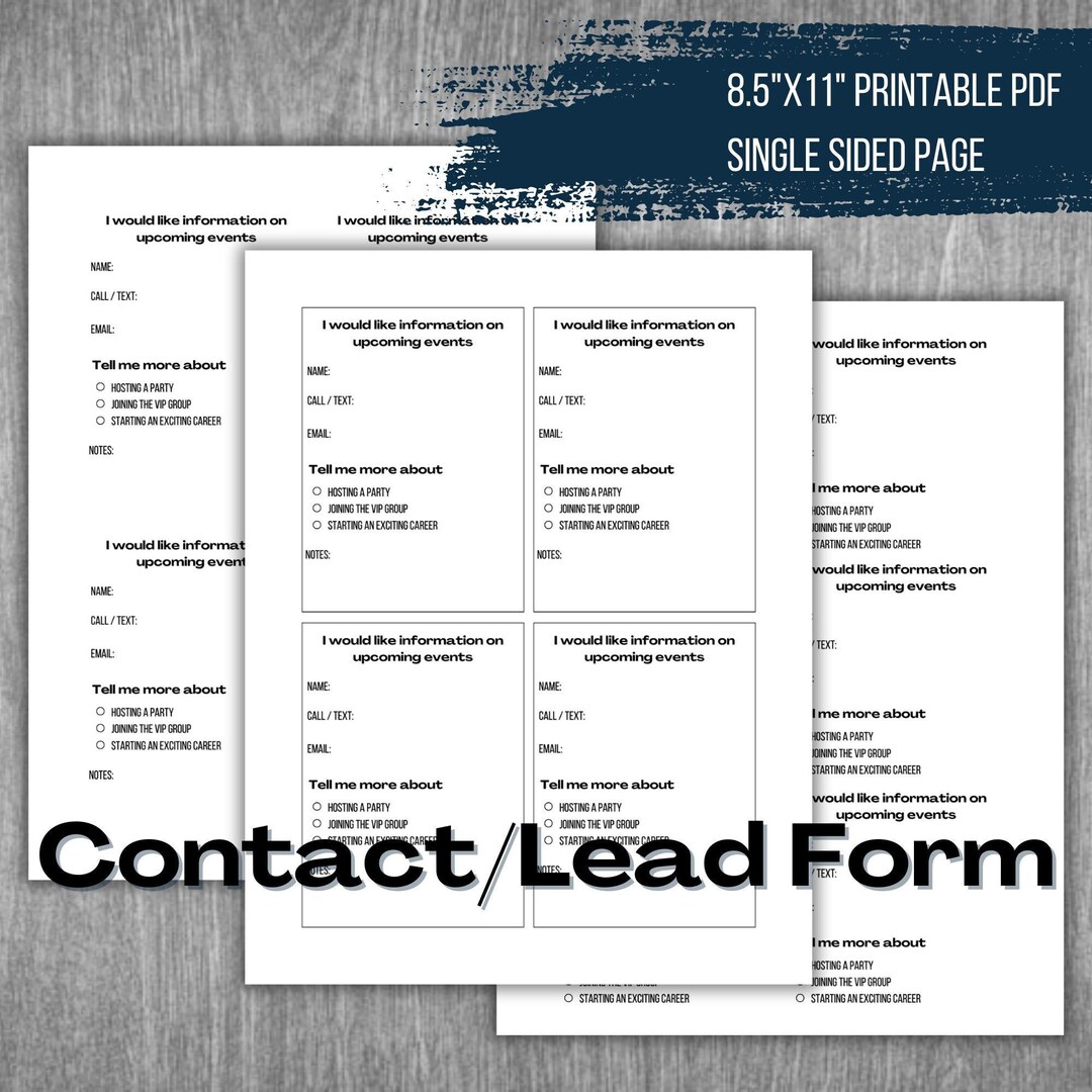 Customer Contact/lead Form - Drawing Slip Craft Fair Network Marketing ...