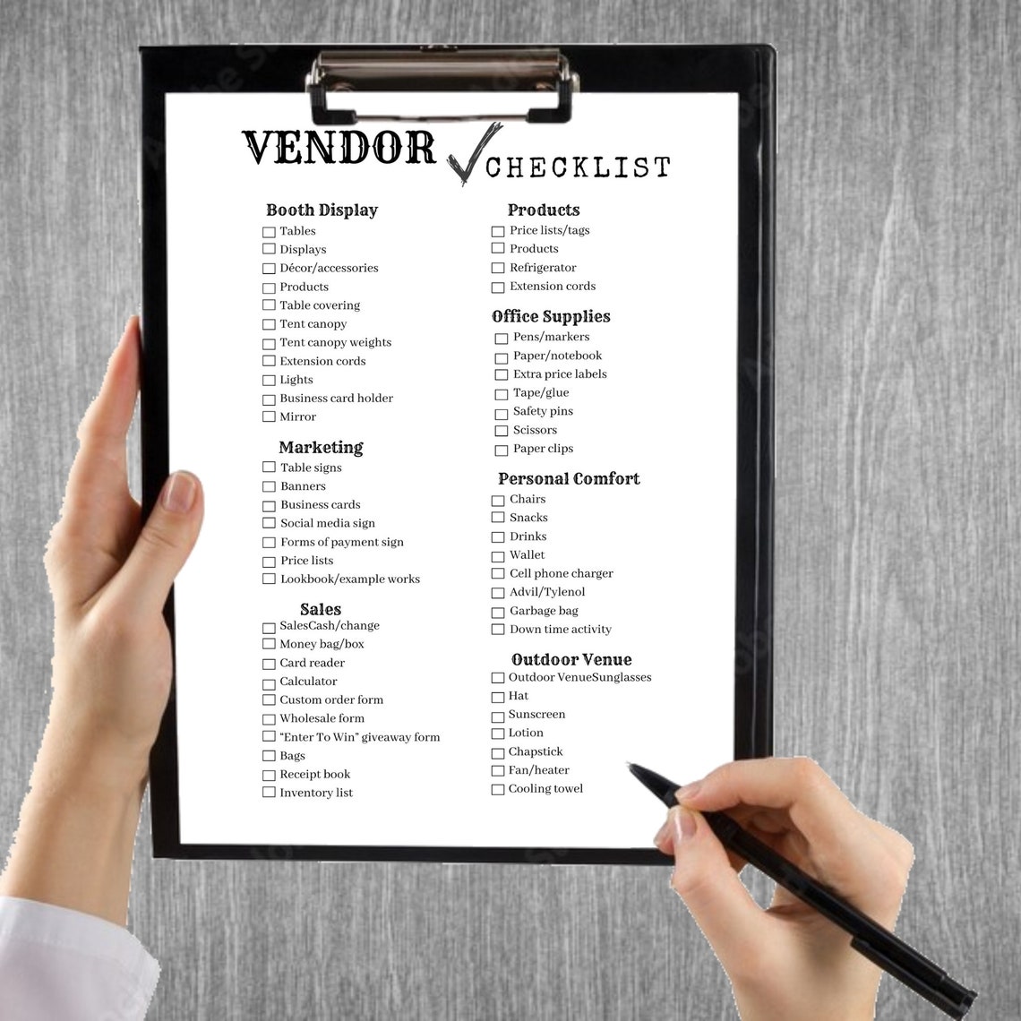 Vendor Craft Fair Event Checklist | Printable PDF | Instant Digital ...