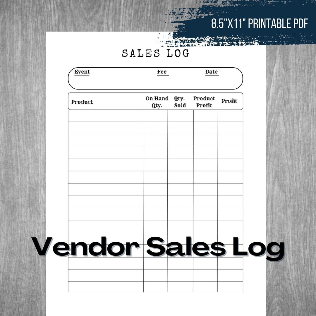 Vendor Sales Log Craft Fair Event | Sales Profit Tracker | Printable ...