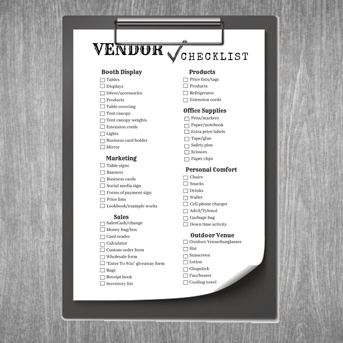 Vendor Craft Fair Event Checklist | Printable PDF | Instant Digital ...