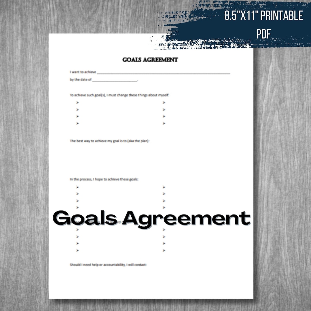 Goals Agreement - Contract With Myself - Printable PDF Digital Download ...