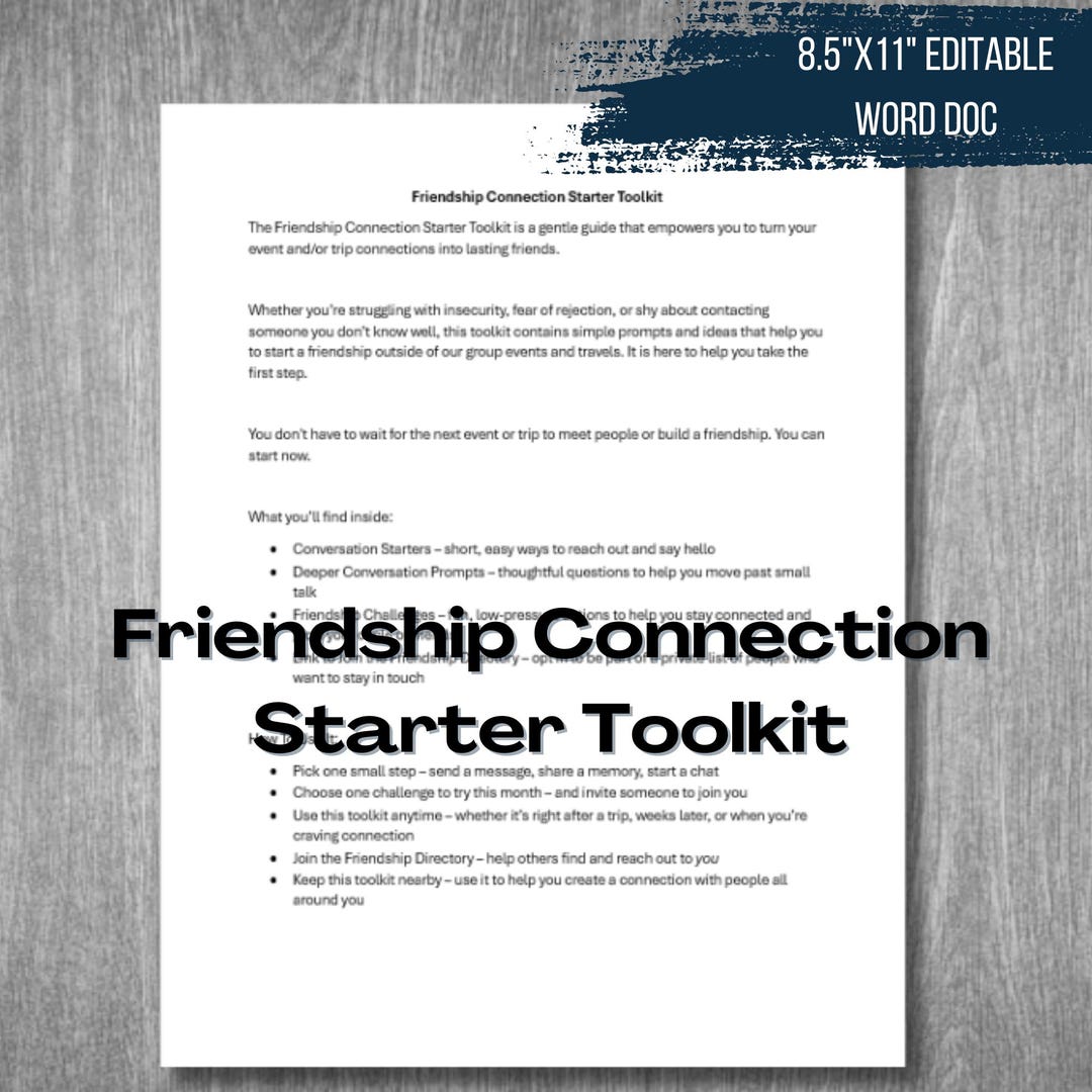 Friendship Starter Toolkit for Groups | Connection Builder Template ...