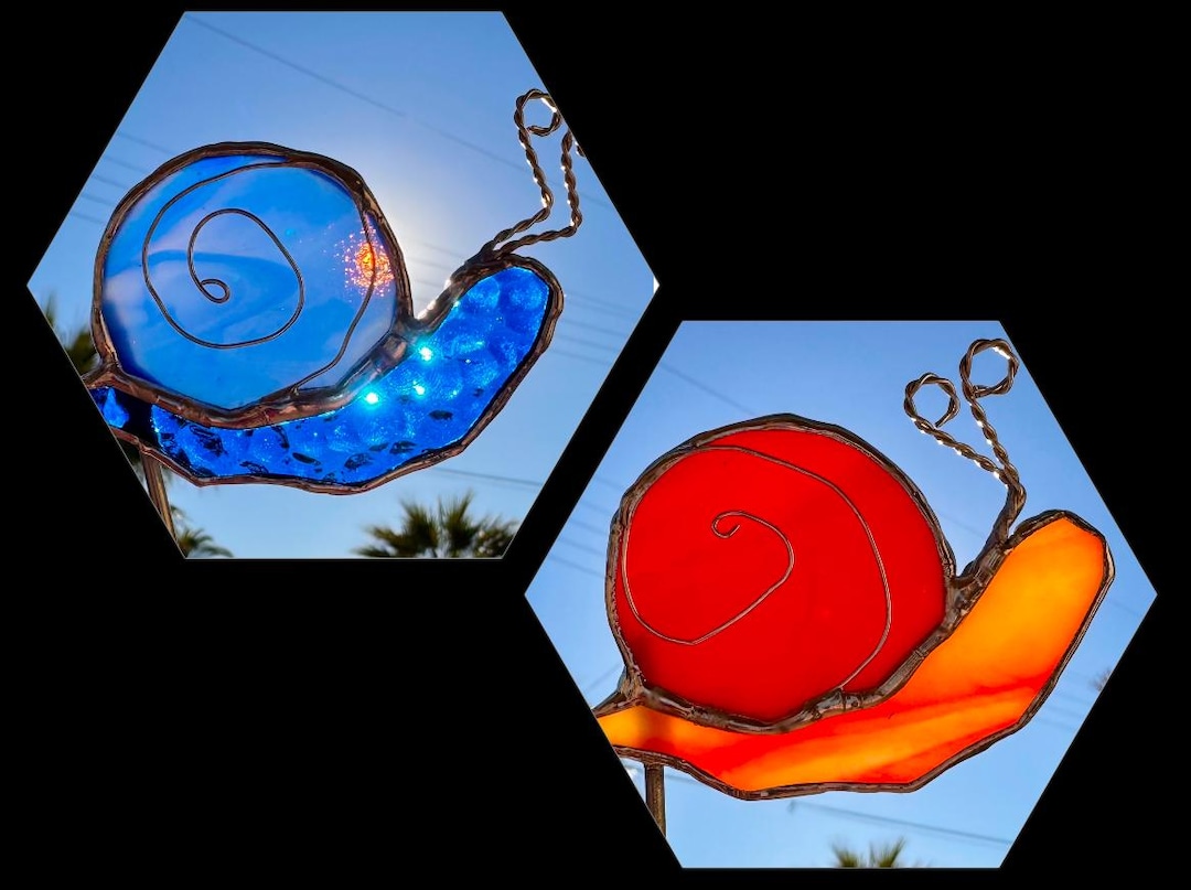 Multiple Choice in Stained Glass Snails - Sun Catcher, Plant Stake ...