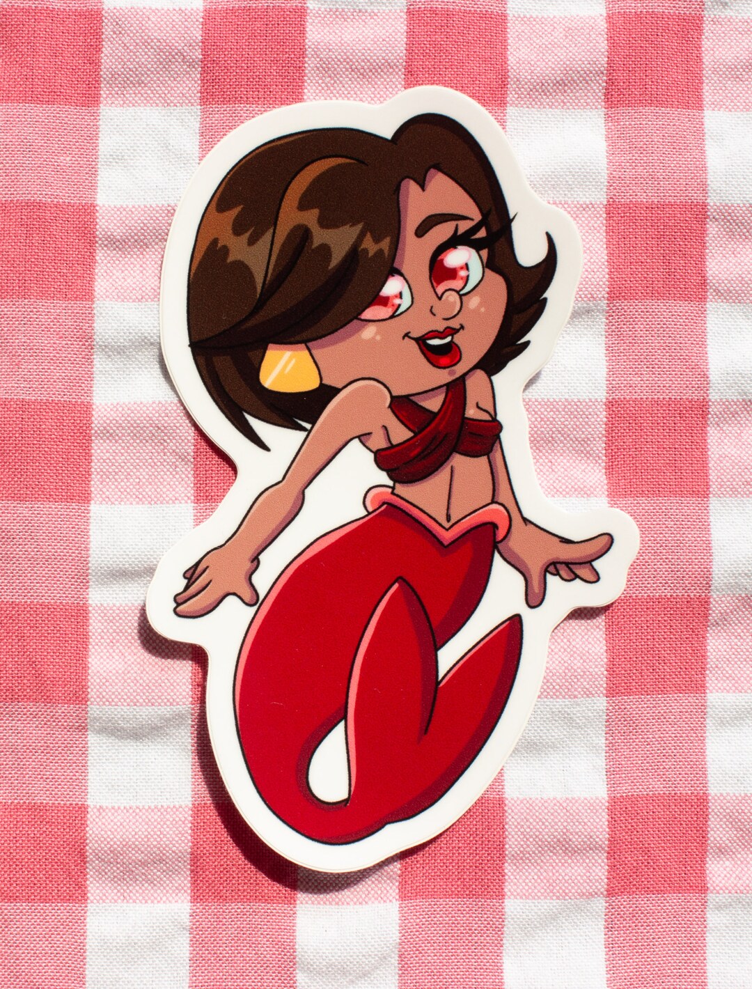 Cute Chibi Red Mermaid Sticker Decor for Laptops Cups Journals Water ...