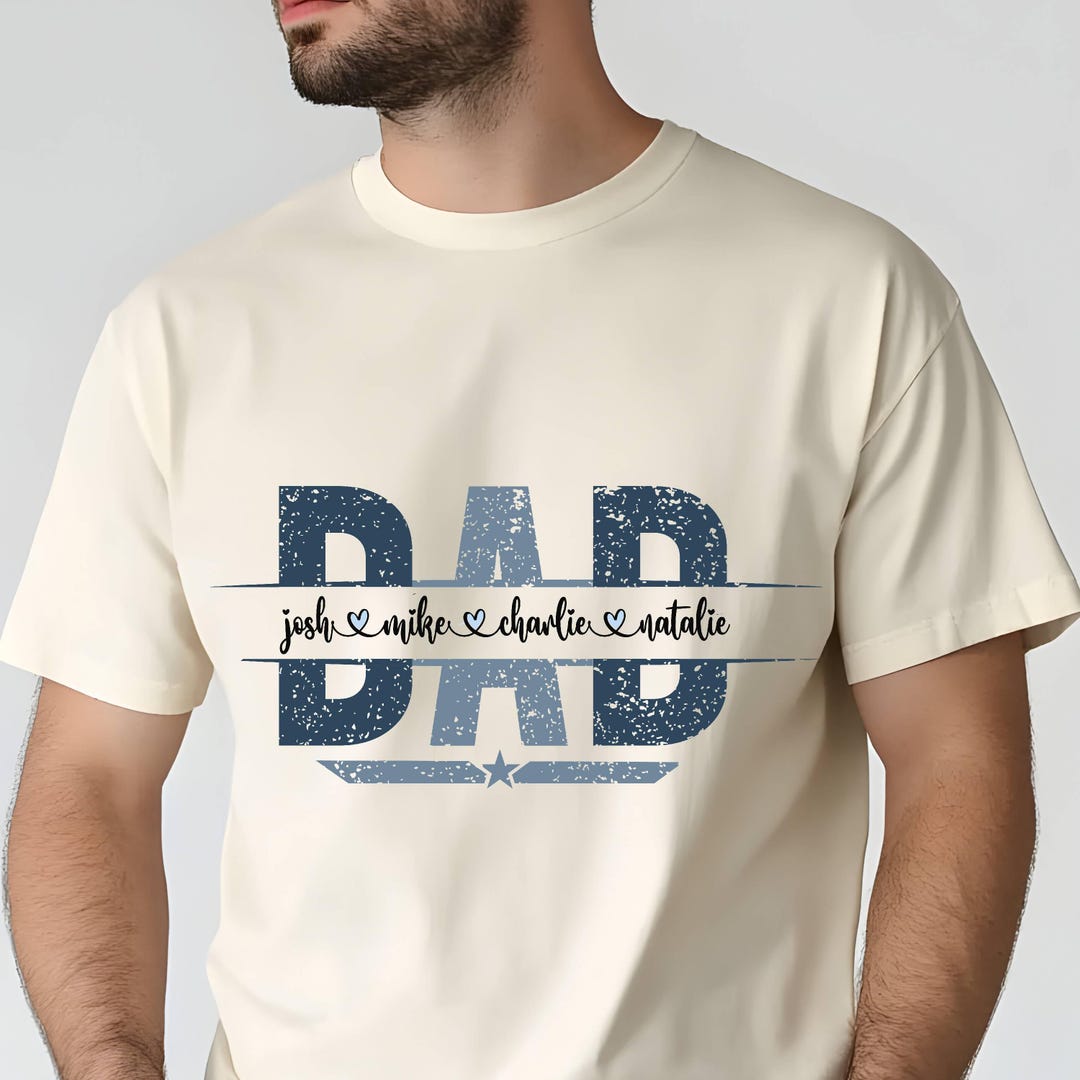 Comfort Colors Custom Dad Shirt With Kid Names, Father's Day Gift ...