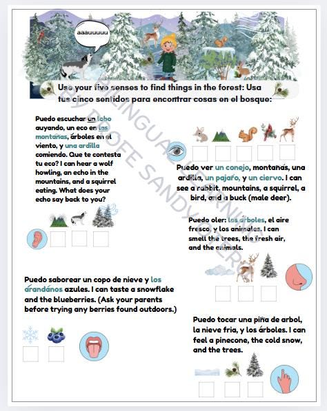 Winter Bilingual Spanish Activity Pack for Grades 2-5 Fun Interactive ...
