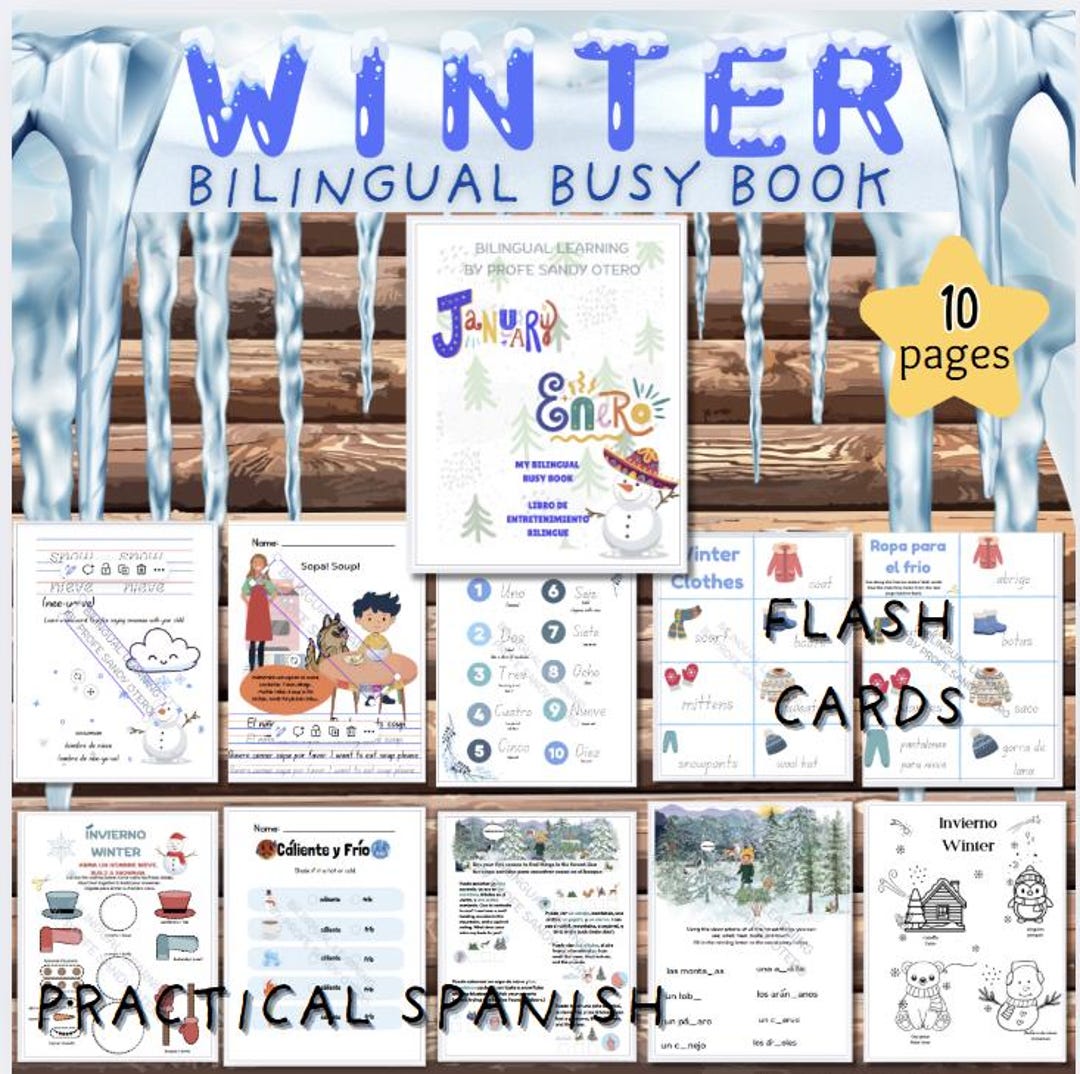 Winter Bilingual Spanish Activity Pack for Grades 2-5 Fun Interactive ...