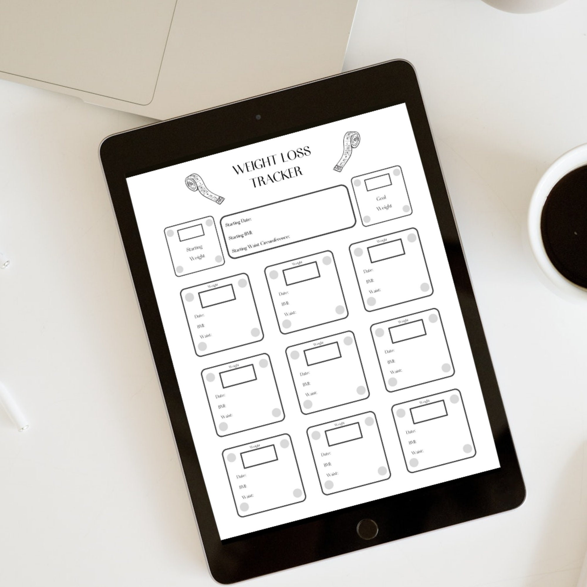 Monthly Simple Weight Loss Tracker, BMI Tracker, Waist Circumference ...