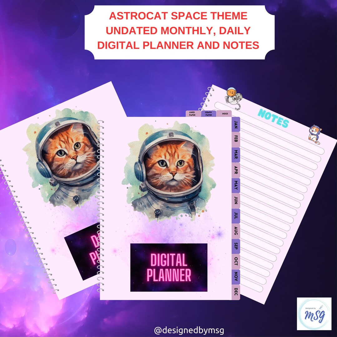Astrocat Space Theme BUNDLE Printable Undated Monthly - Etsy