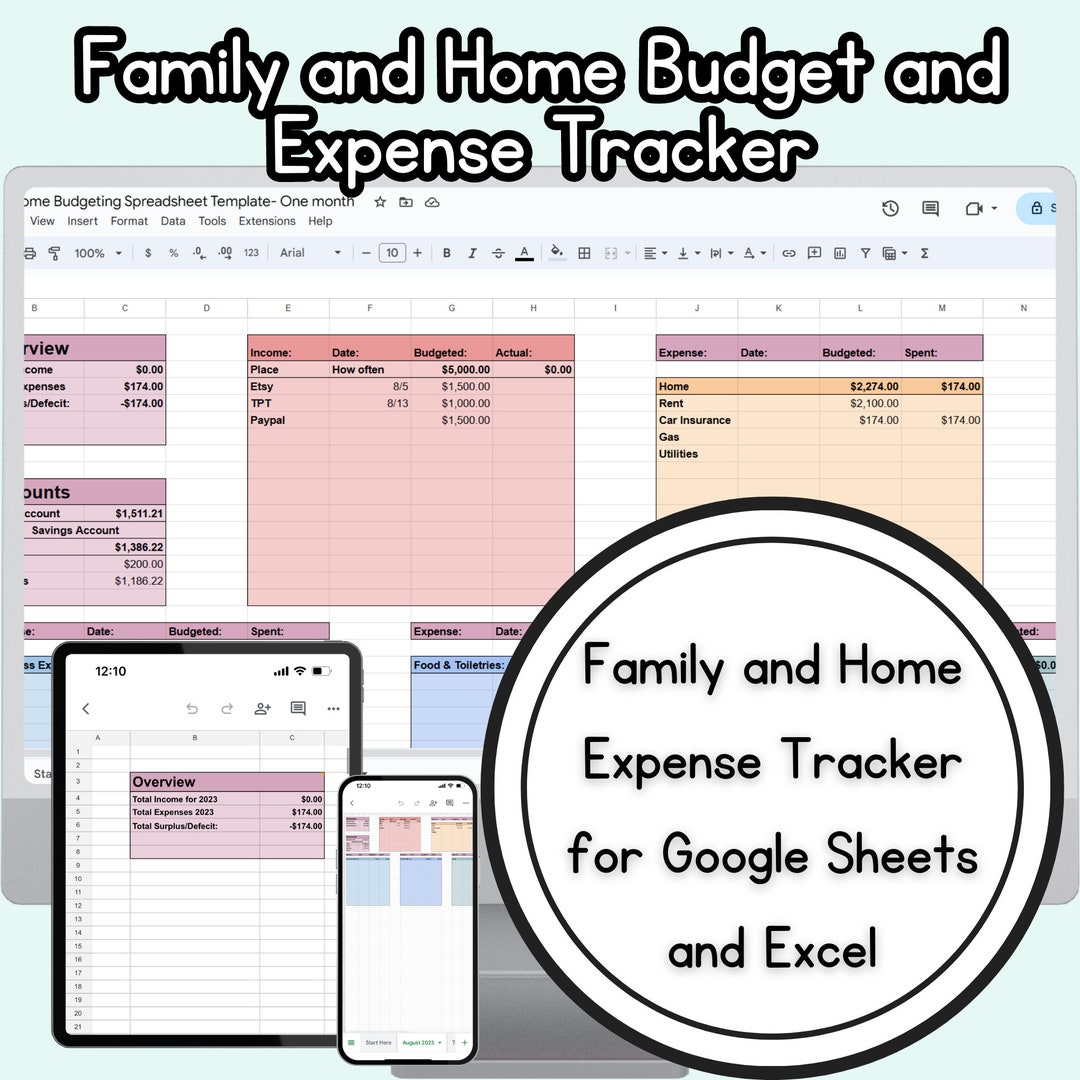 Family and Home Budget, Income and Expense Tracker for Google Sheets ...