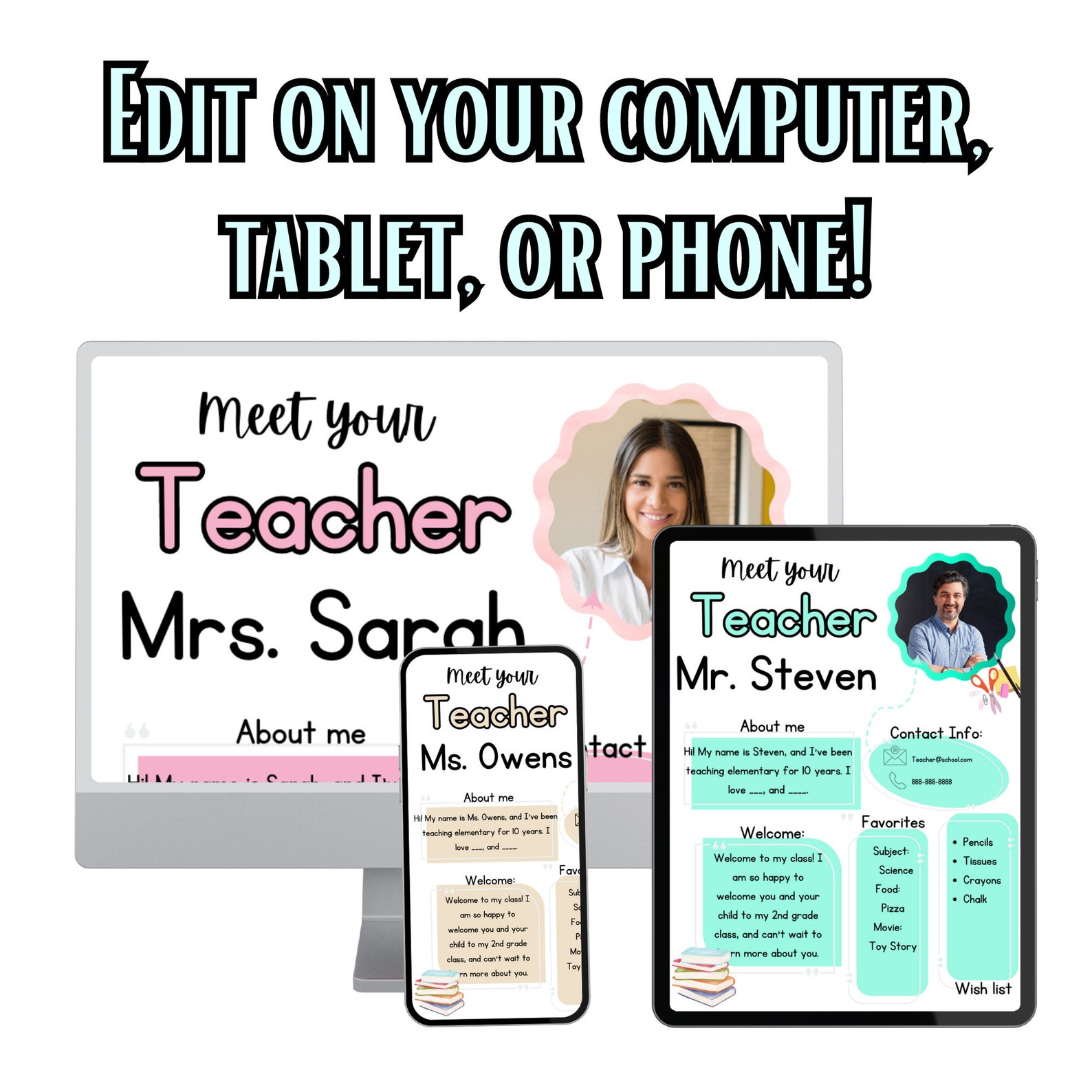 Meet Your Teacher Printable Canva Template, Teacher Introduction ...