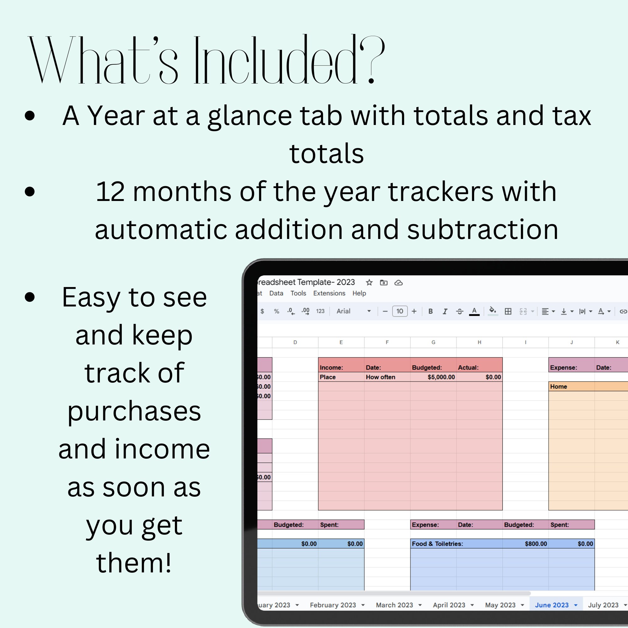 Family and Home Budget, Income and Expense Tracker for Google Sheets ...