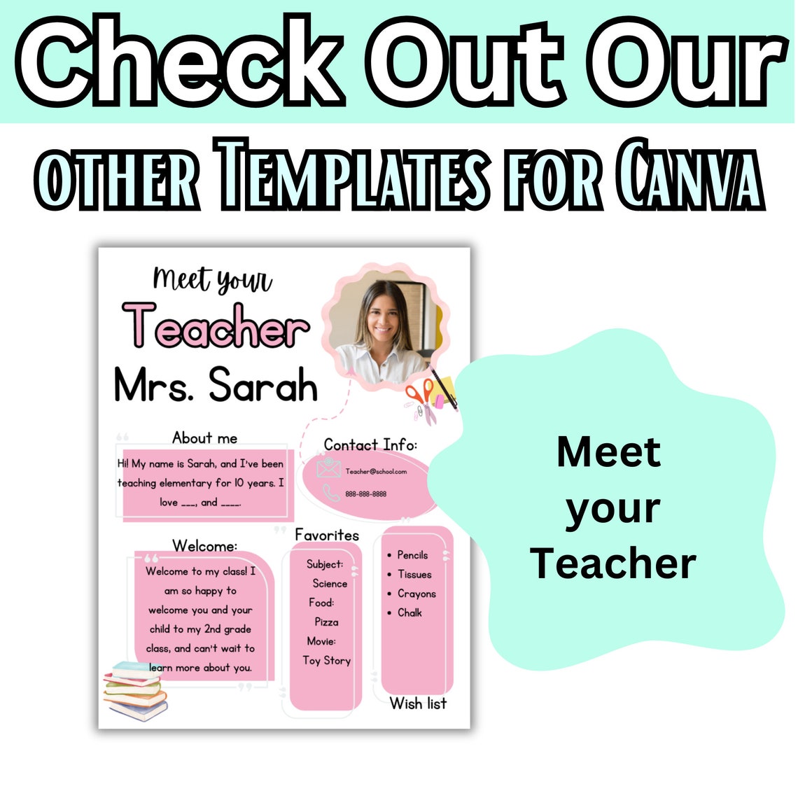 Meet Your Teacher Printable Canva Template, Teacher Introduction ...