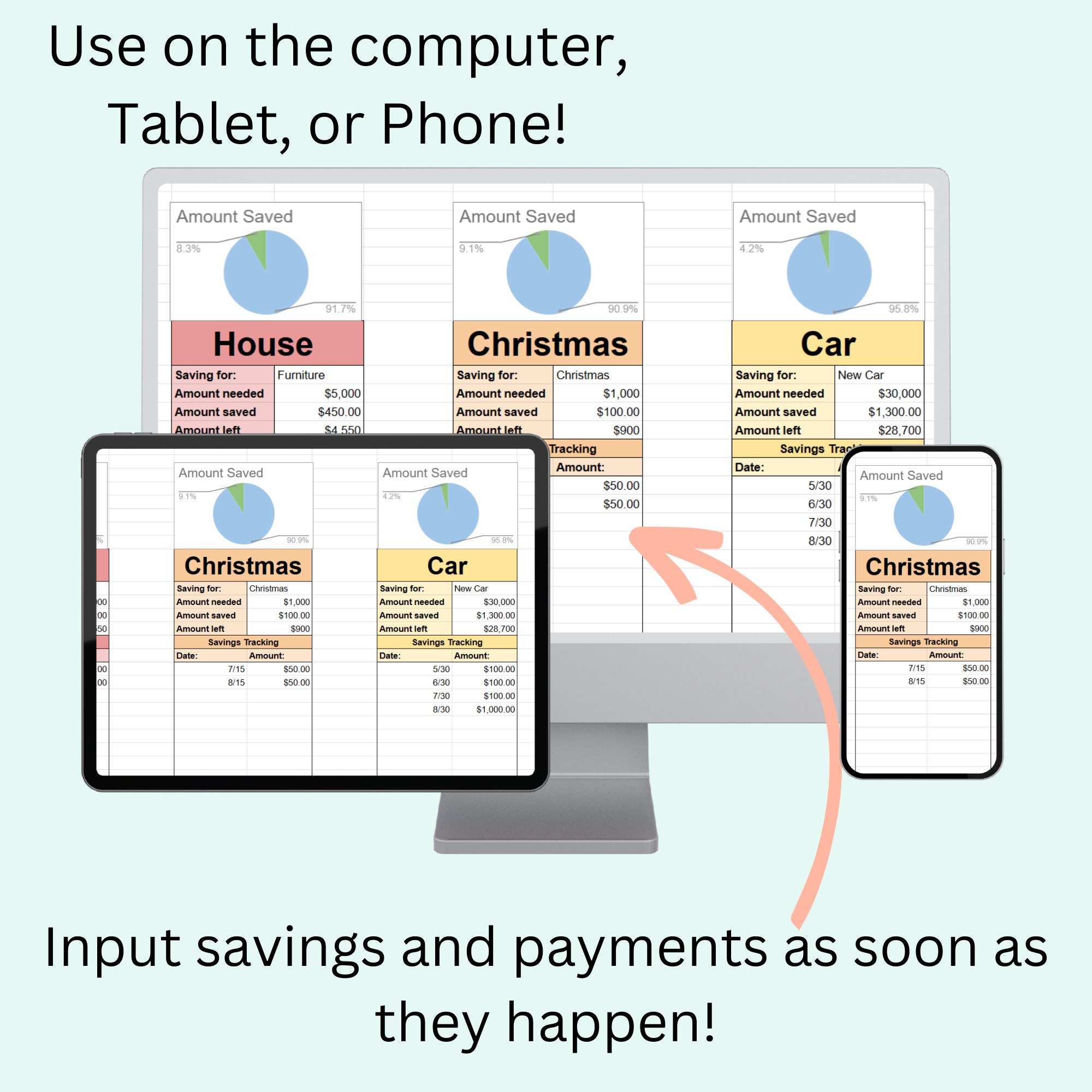 Savings Challenge Template Tracker Expense Tracker for Google - Etsy