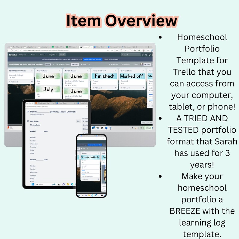 Homeschool Portfolio Trello Template Teacher and Homeschool - Etsy