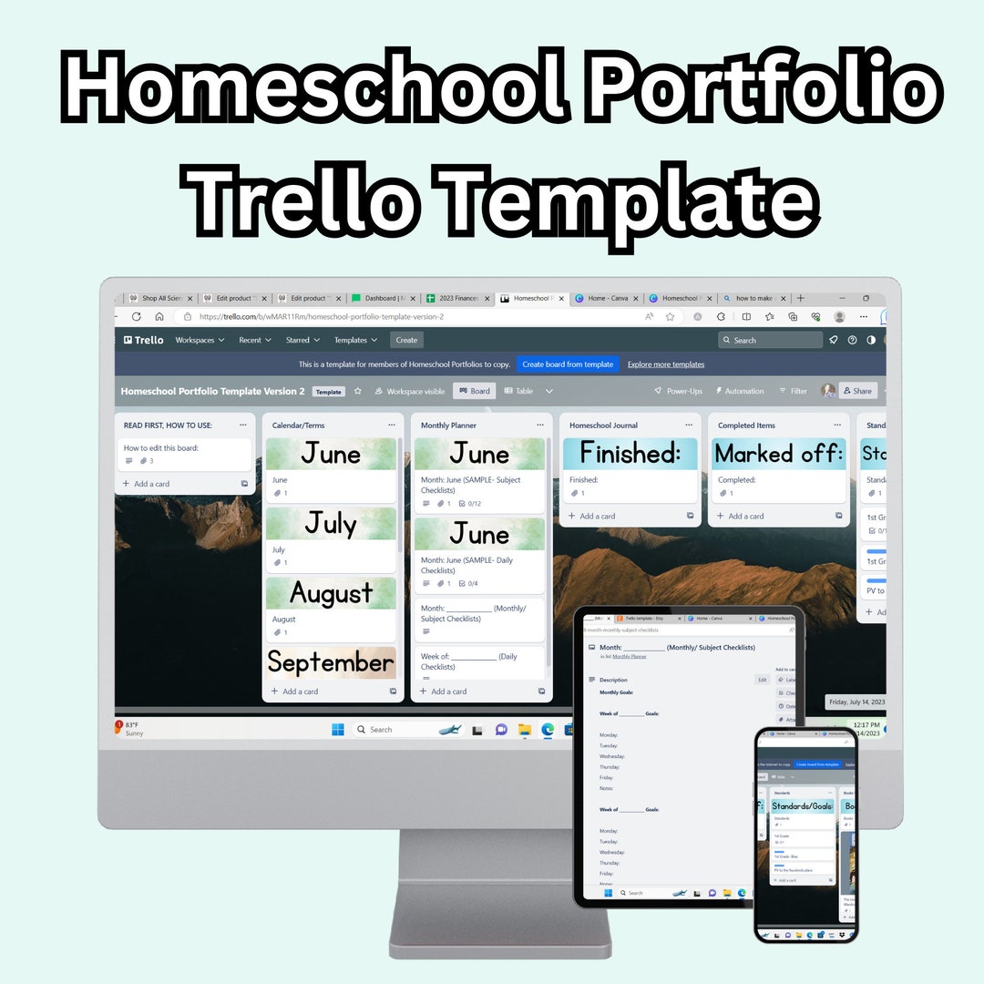 Homeschool Portfolio Trello Template Organization Teacher and ...