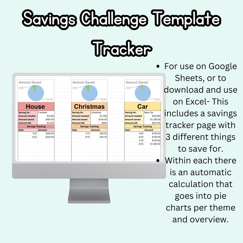 Savings Challenge Template Tracker Expense Tracker for Google - Etsy