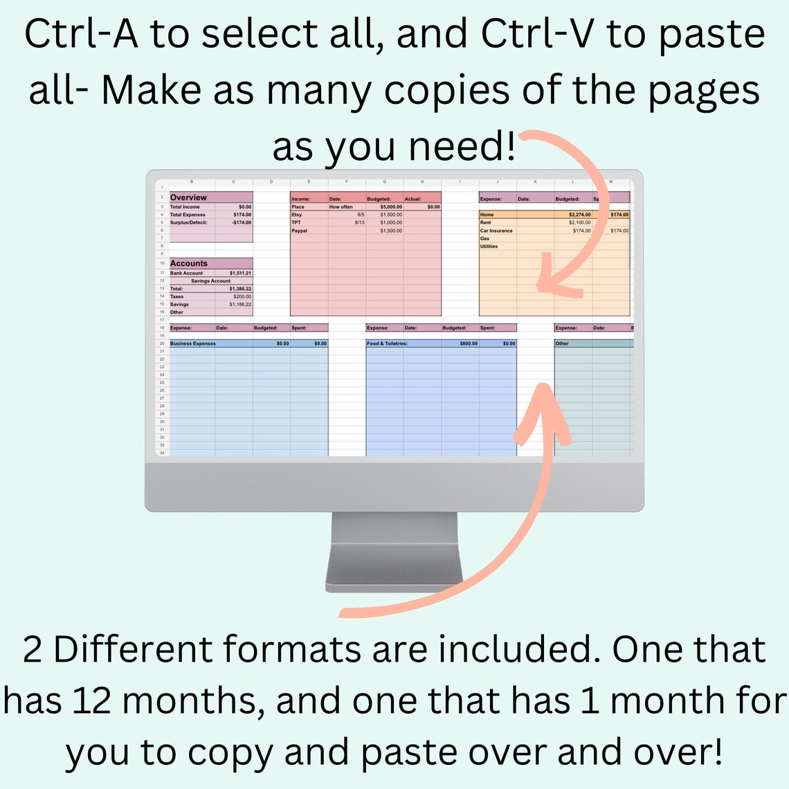 Family and Home Budget, Income and Expense Tracker for Google Sheets ...