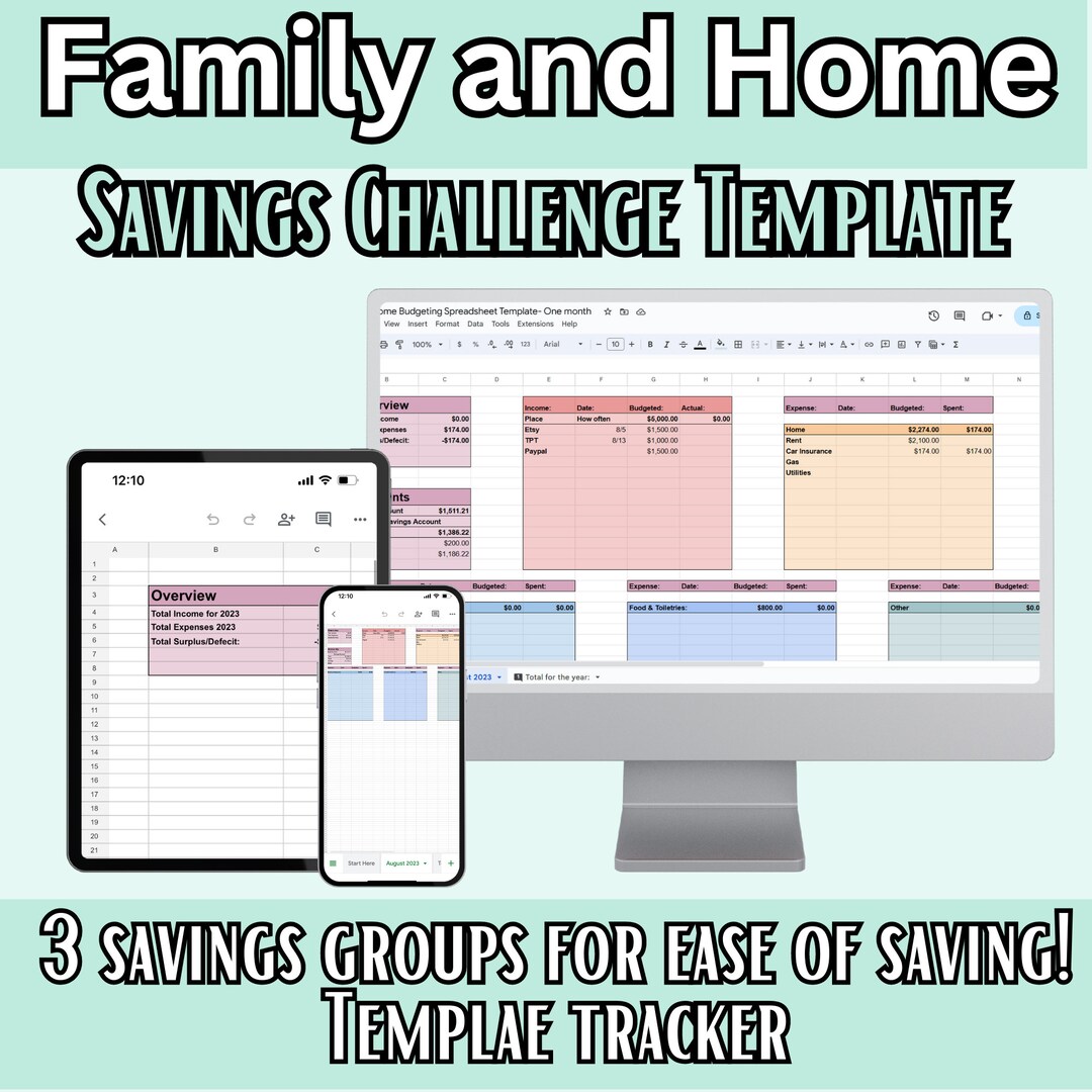 Savings Challenge Template Tracker Expense Tracker for Google Sheets ...