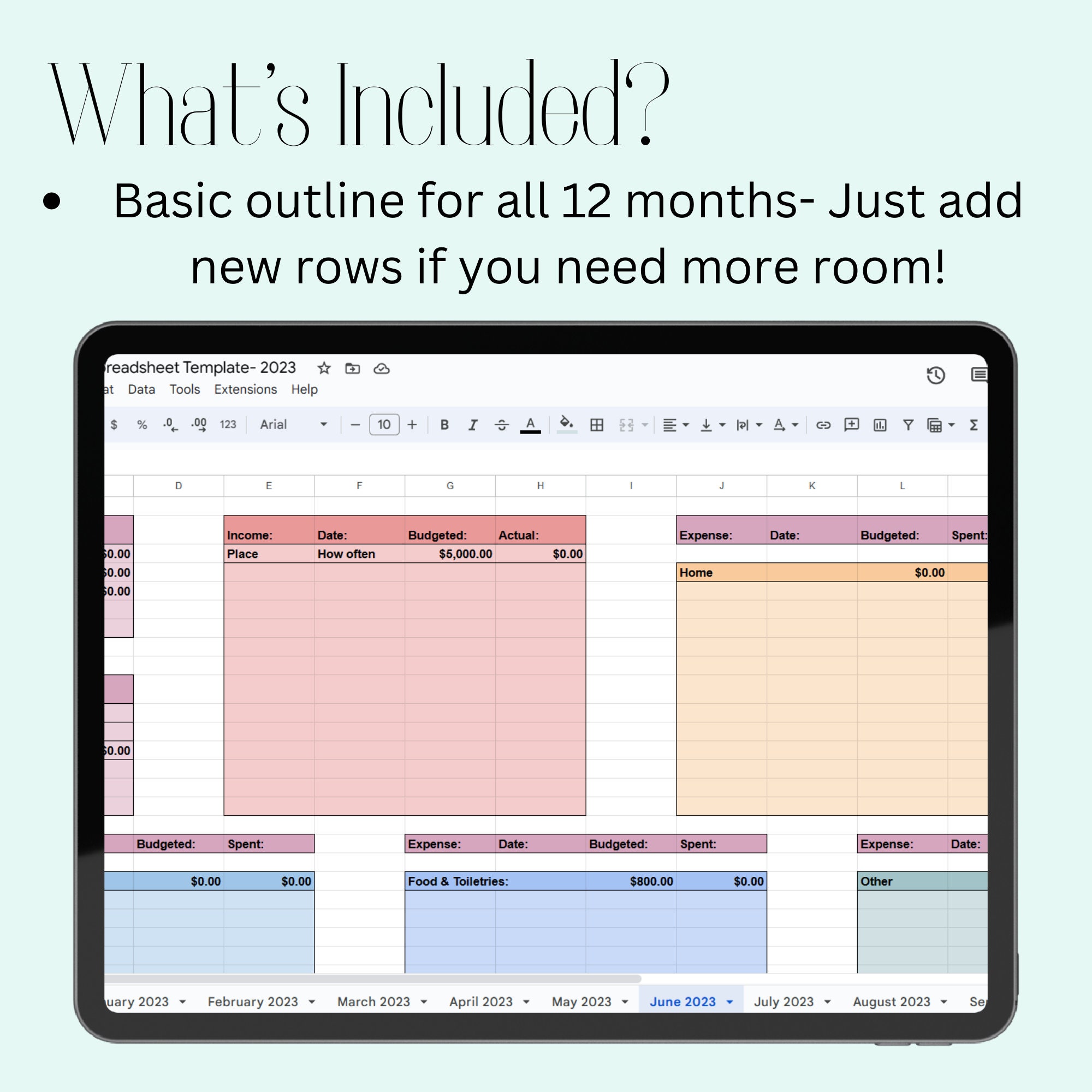 Family and Home Budget, Income and Expense Tracker for Google Sheets ...