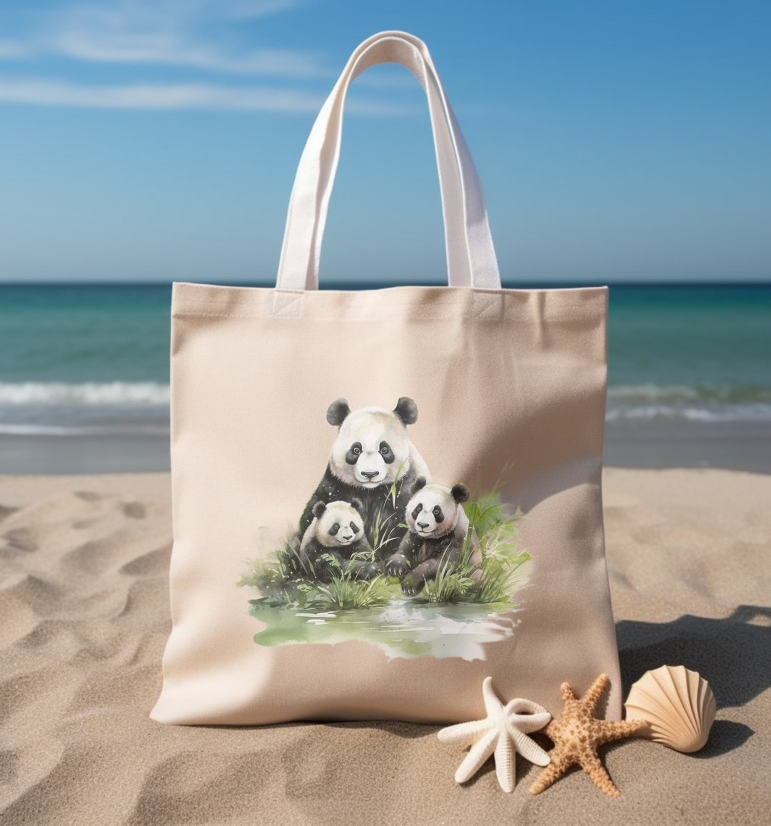 Stylish Panda Tote Bag: Adorable Pandas in Captivating Design - Etsy