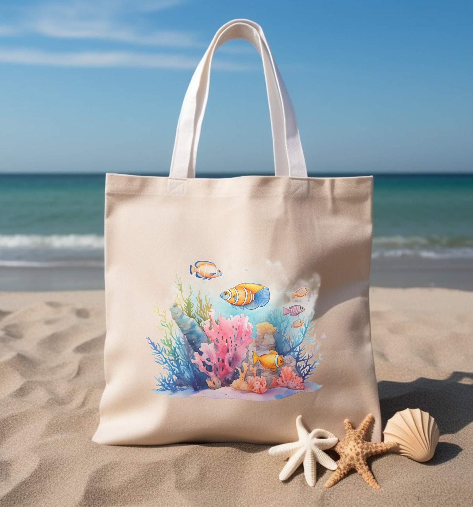 Fish-inspired Tote Bag: Underwater Serenade, Ocean-themed Carryall - Etsy