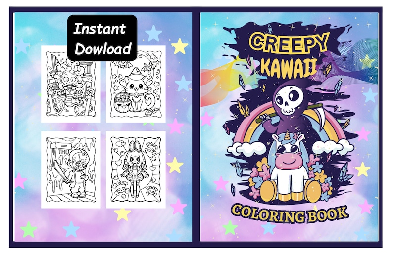Creepy Kawaii: A Pastel Goth Coloring Book for Adults With - Etsy