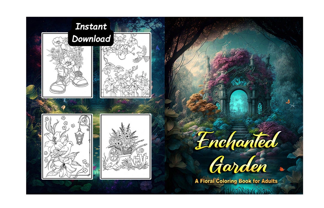 Enchanted Garden Coloring Book for Stress Relief and Relaxation - Etsy