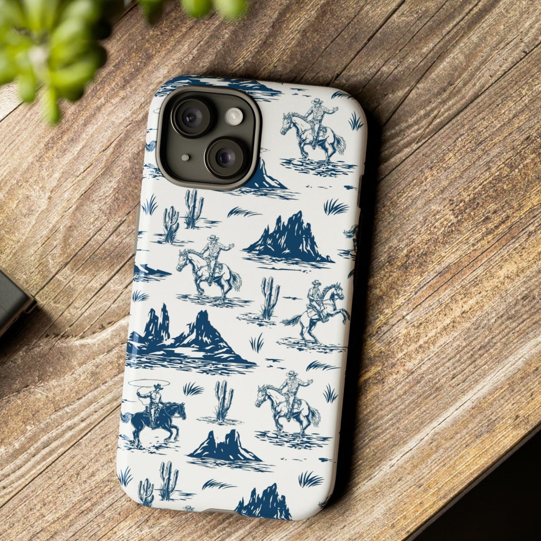 Coastal Cowgirl Punchy Retro Western Blue Rodeo Cowboy Tough Case ...