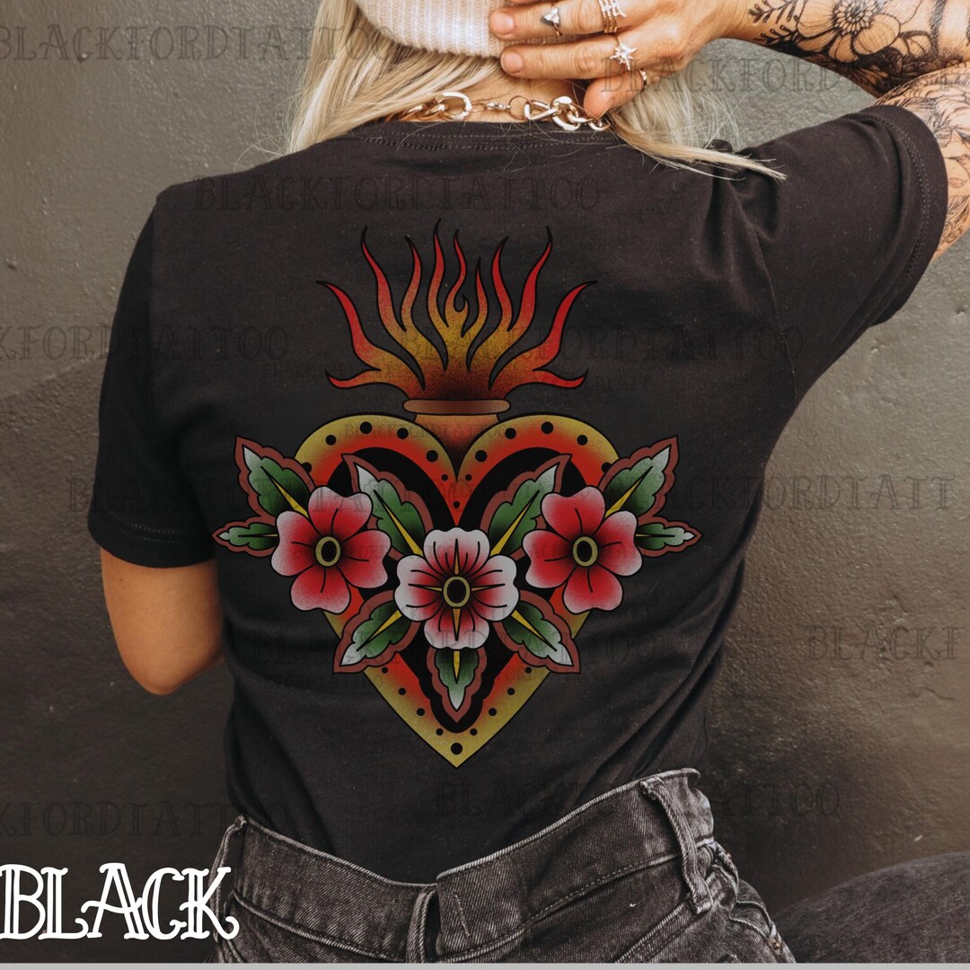 Sacred Heart Tattoo Flash Shirt Alt Grunge Streetwear Gothic Clothing ...