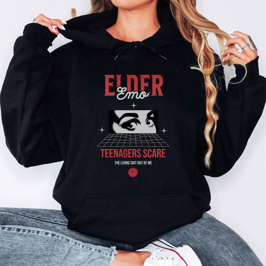 Elder Emo Black Red Streetwear Hoodie Sweatshirt MCR Teenagers Funny ...